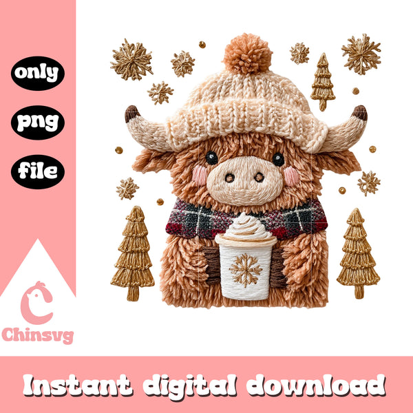 Highland cow christmas tree png, highland cow png – Chinsvg