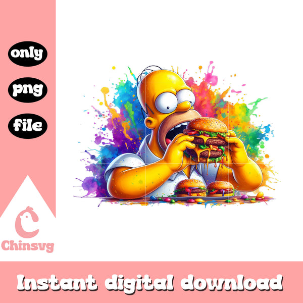 Homme simpson character eating hamburger png, cartoon png – Chinsvg