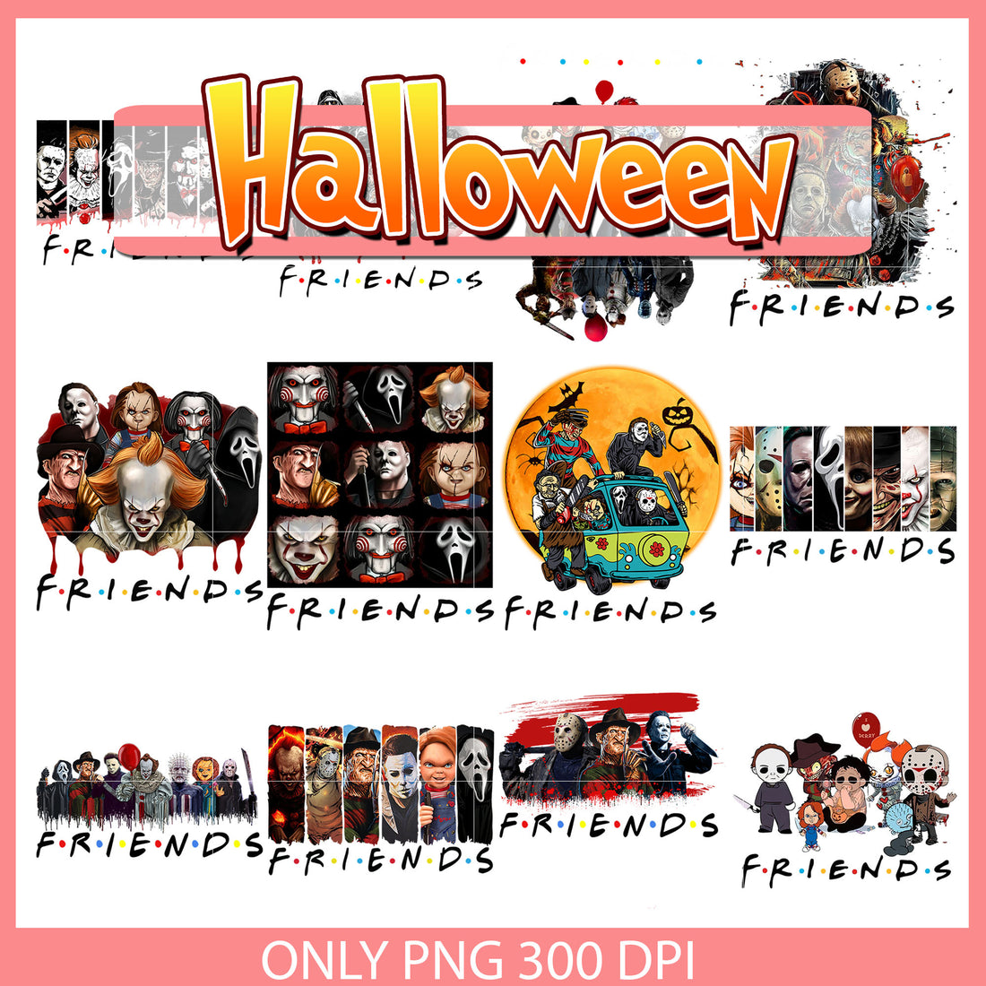 Horror characters friends halloween bundle png, horror movies png – Chinsvg