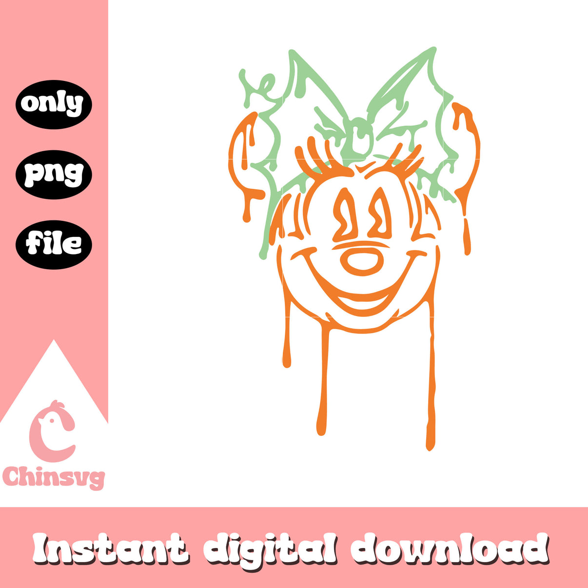Horror minie head smelting design png, minnie mouse png, disneyland pn ...