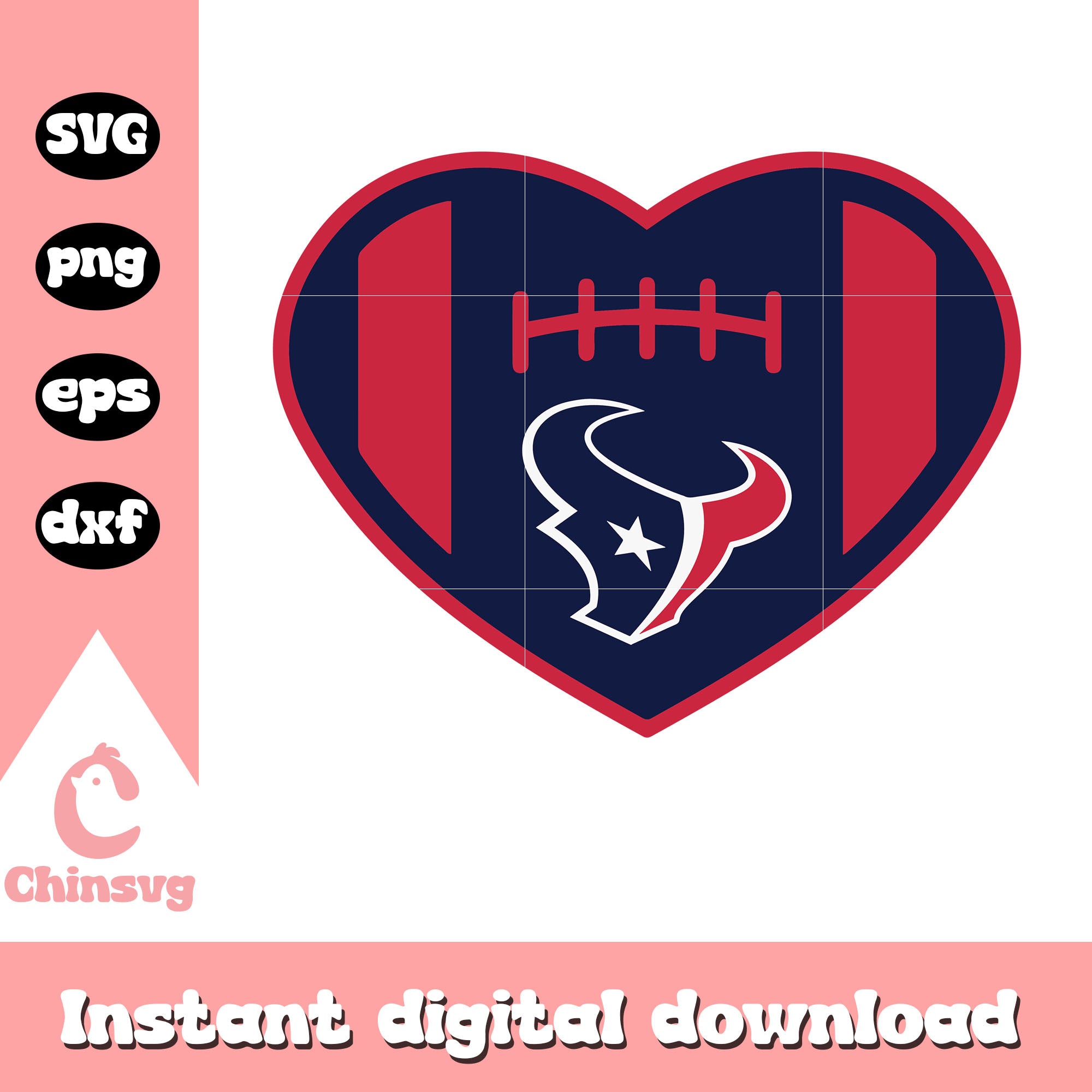 Houston texans nfl heart shape ball svg, houston texans designs svg ...