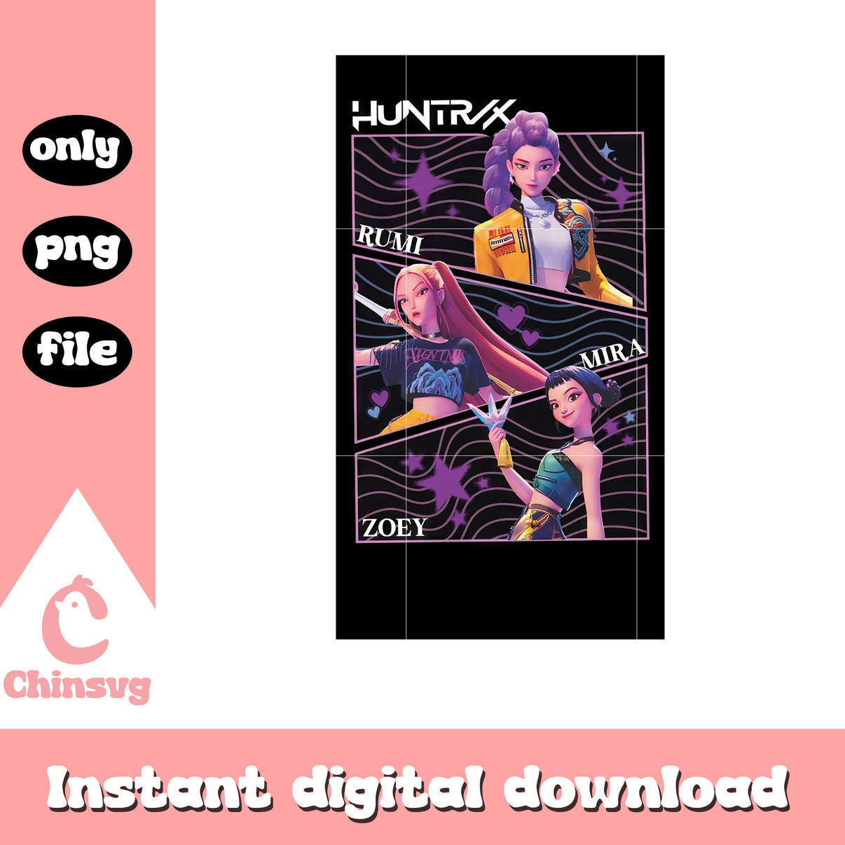 Huntric members names design png, kpop demon hunters cast png – Chinsvg