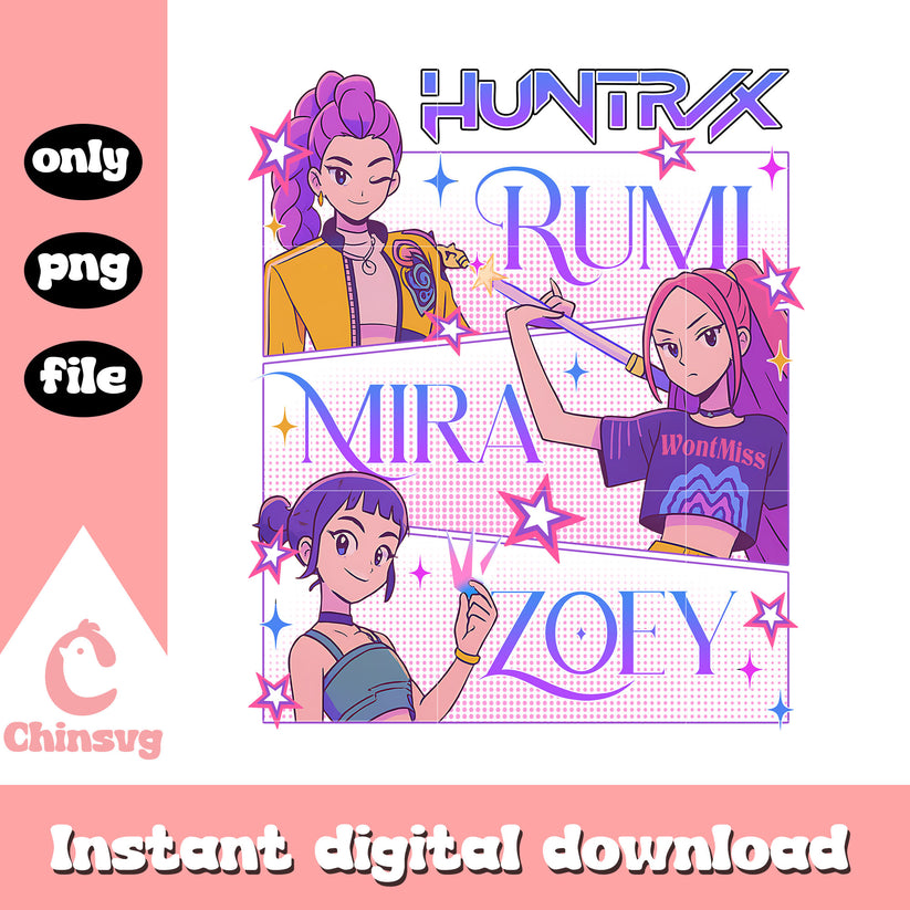Huntrix characters movie design png, kpop hunters png, trending png ...