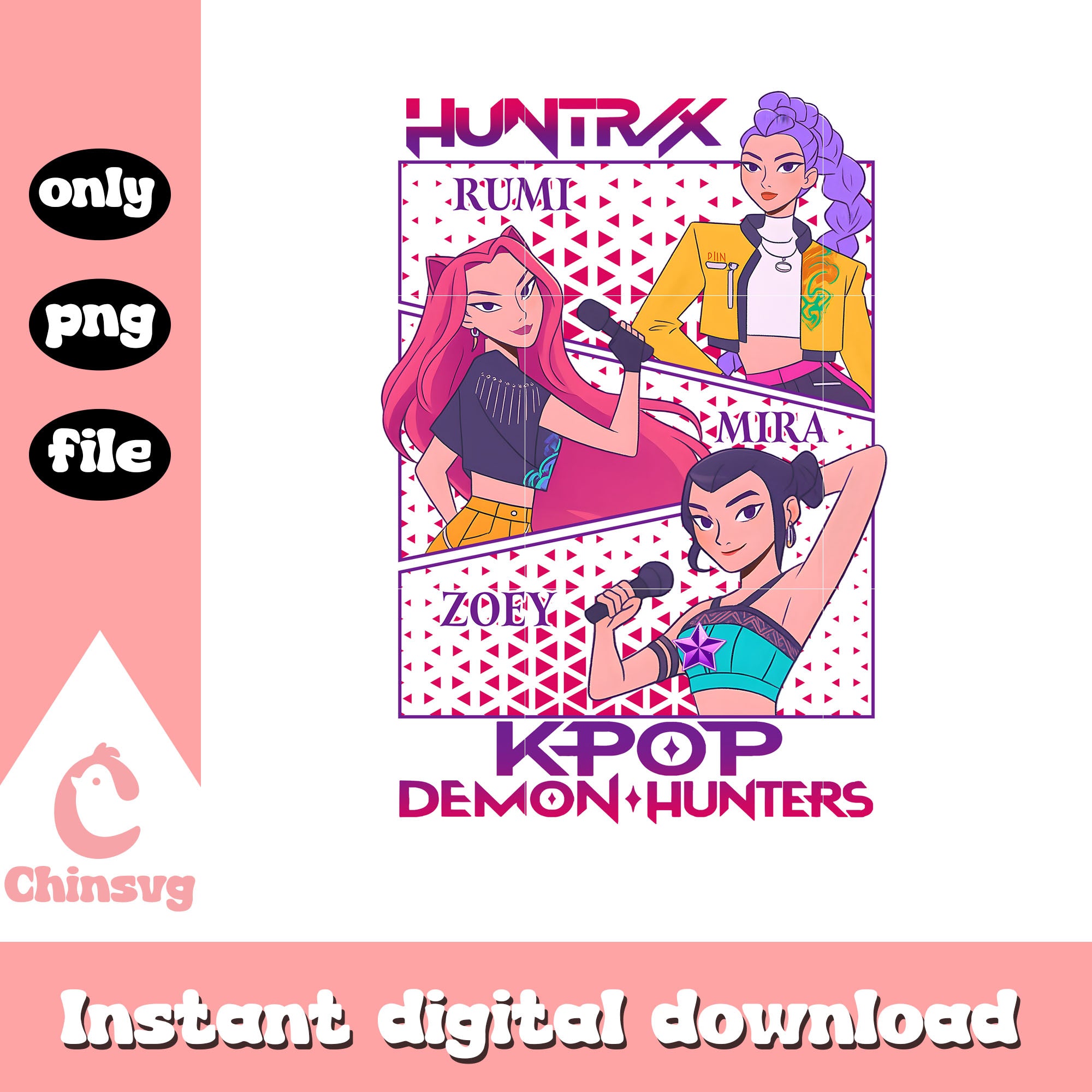 Huntrix girl name frame png, huntrix png, kpop demon hunter png – Chinsvg