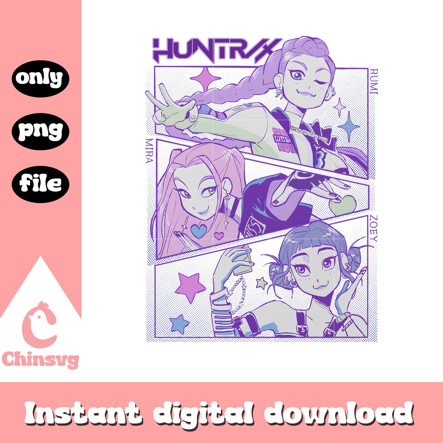 Huntrix kpop manga design png, kpop merch png, huntrix png – Chinsvg