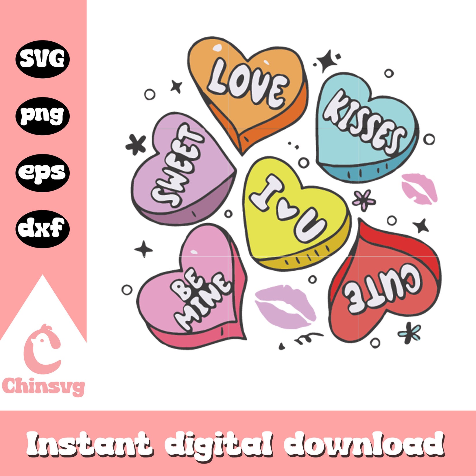 I love you candy heart valentine svg, I love you svg, candy heart svg ...