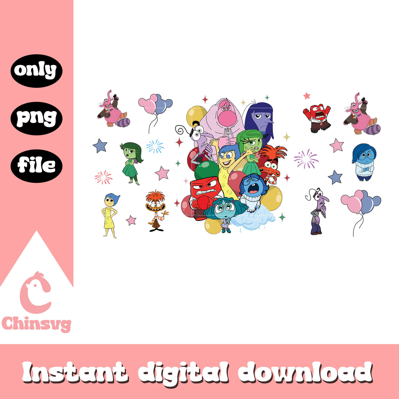 Inside out characters and friends cup wraps png, inside out 2 characte ...