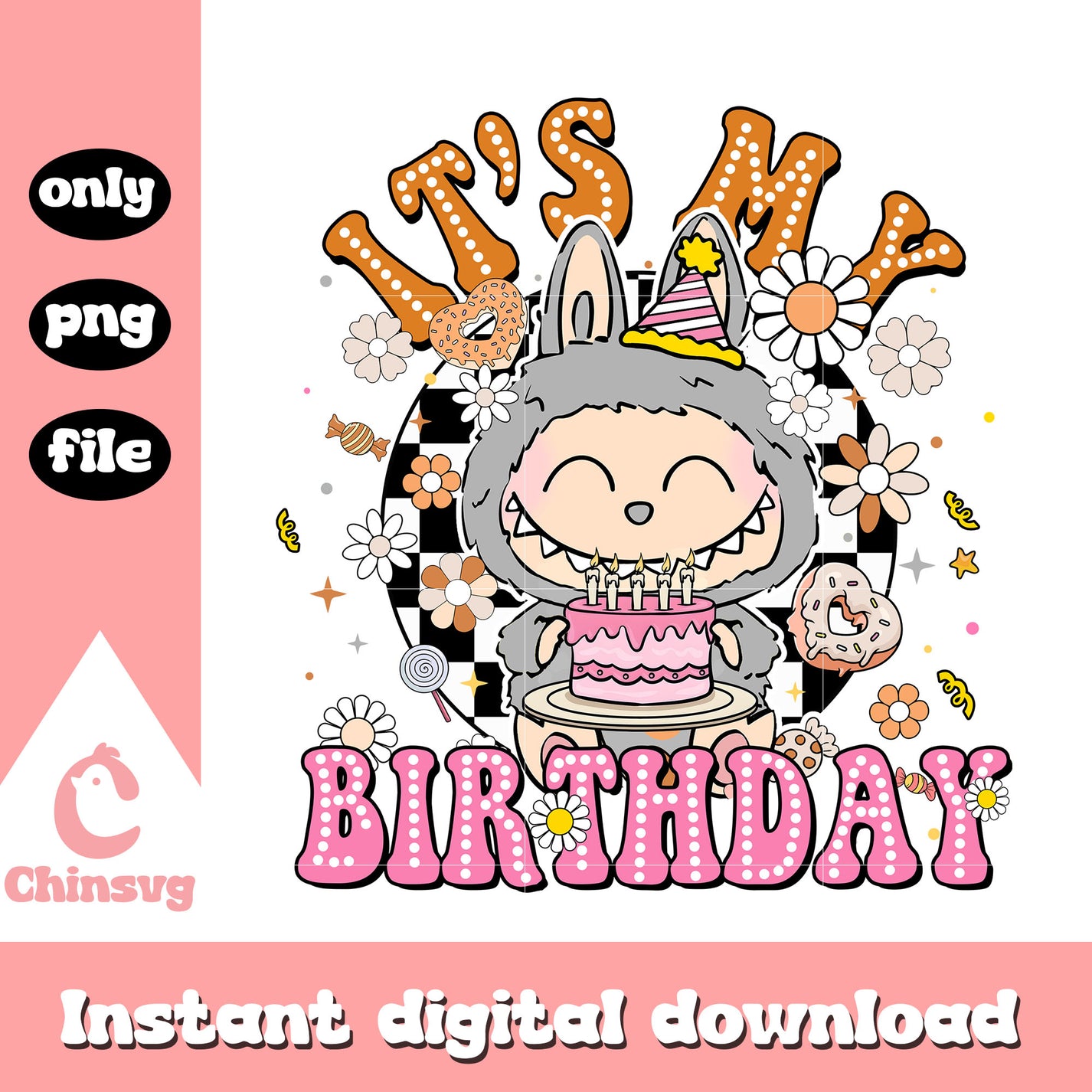 It's my birthday gray labubu costume design png, labubu doll png – Chinsvg
