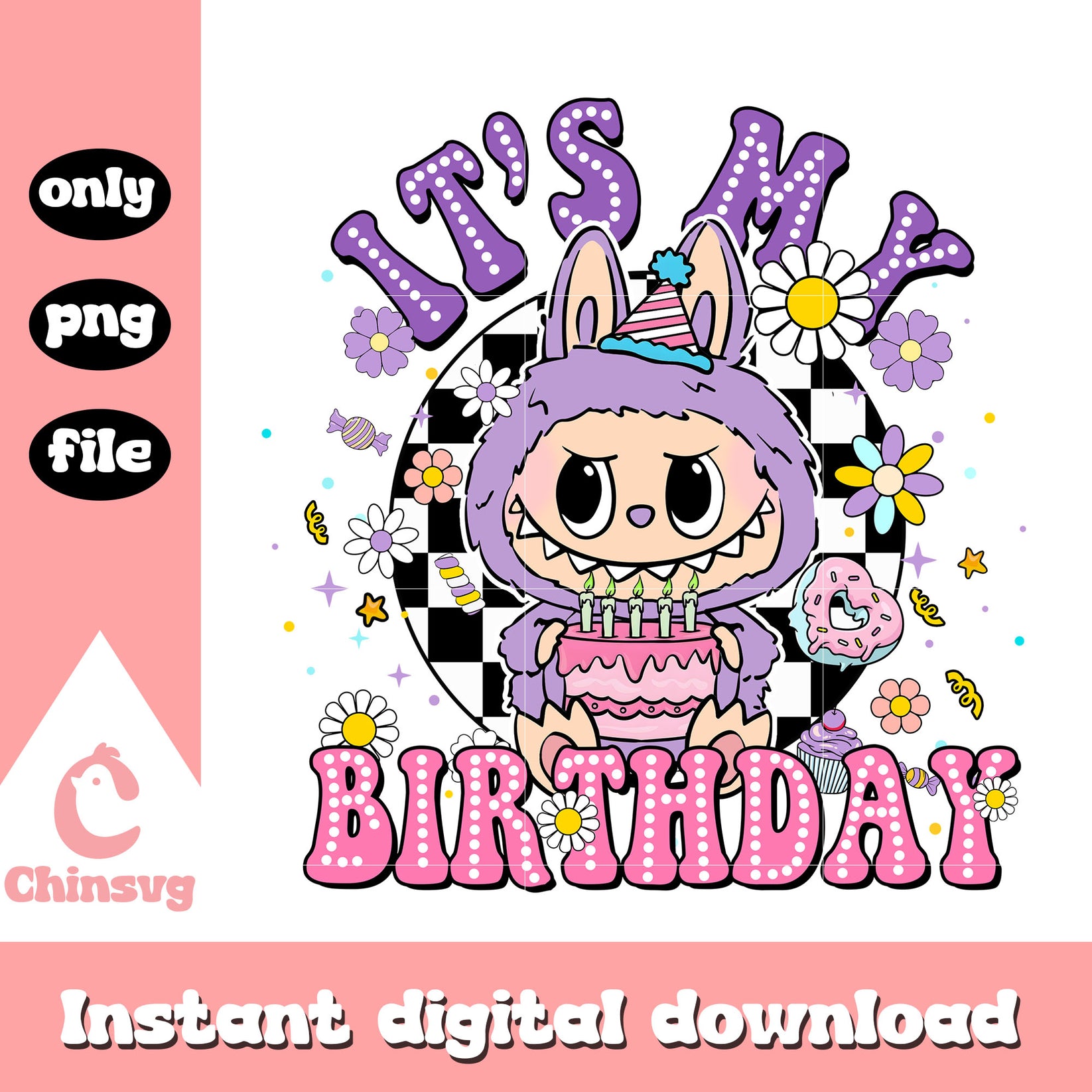 It's my birthday labubu doll png, labubu birthday decorations png – Chinsvg