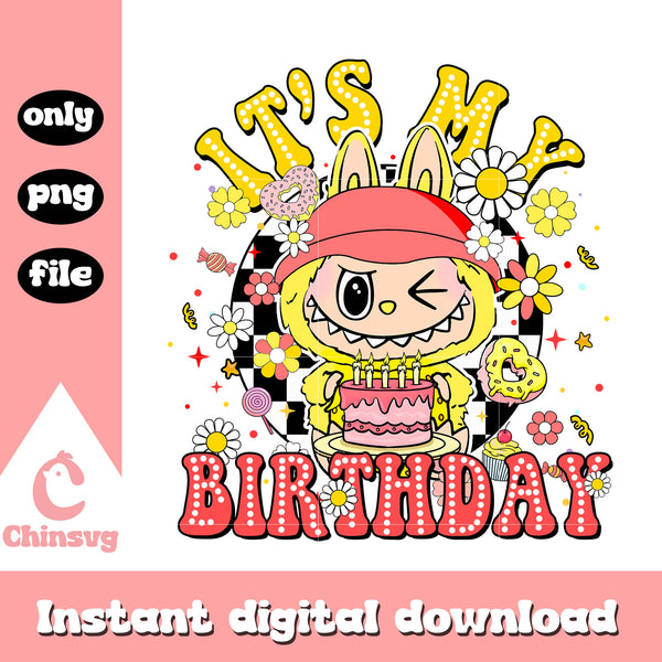 It's my birthday yellow labubu costume design png, labubu clothing png ...