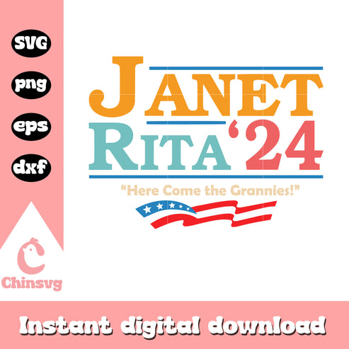 Janet Rita here come grannies font design svg, Janet and Rita svg – Chinsvg