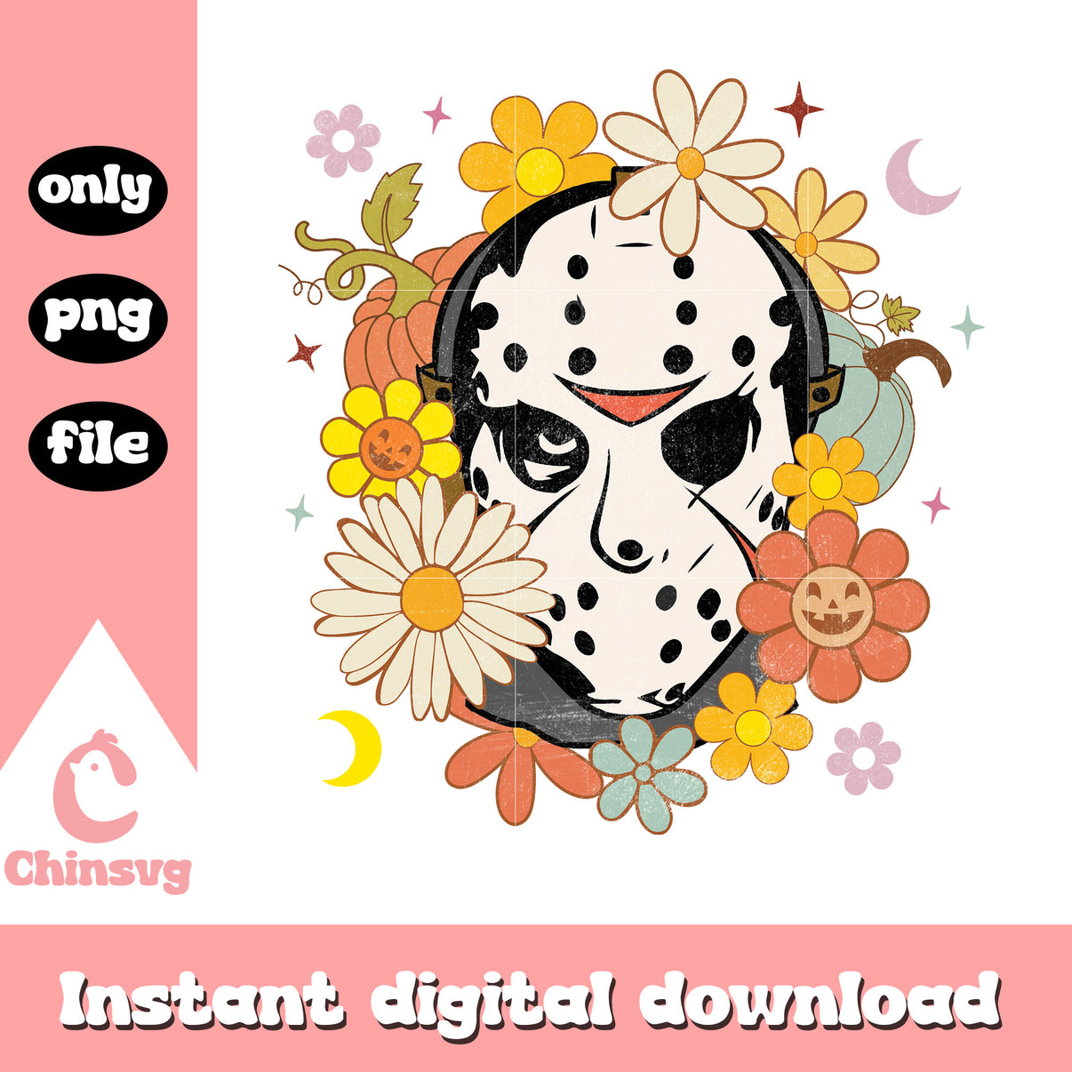 Jason Voorhees portrait floral png, Jason Voorhees horror png – Chinsvg