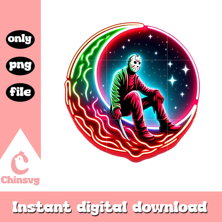 Jason voorhees moon neon halloween design png, jason voorhees png – Chinsvg