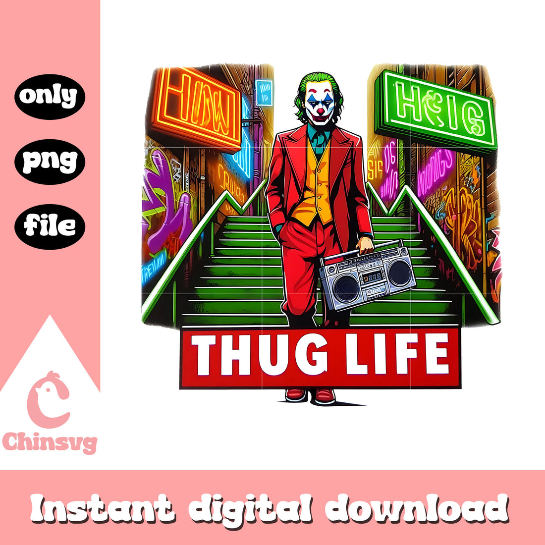 Joker thug life design png, joker movie png, thug life meme png – Chinsvg