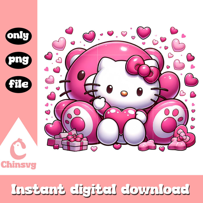 Kitty cat and valentine pink bear png, hello kitty character png – Chinsvg