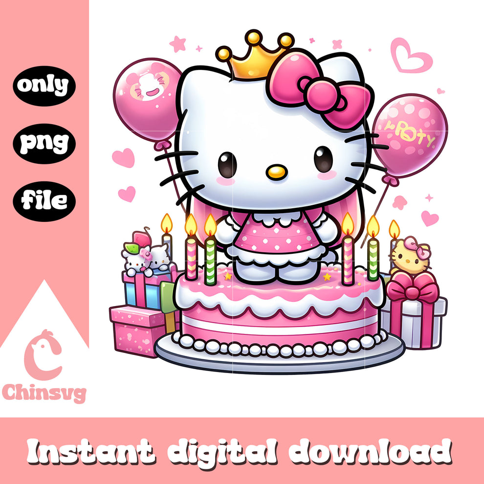 Kitty princess on birthday png, sanrio png, birthday png – Chinsvg