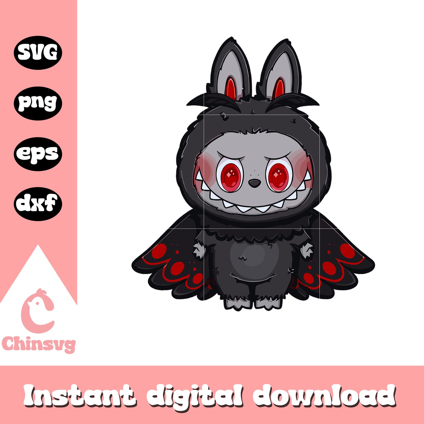 Labubu black mothman design svg, the monsters labubu svg – Chinsvg