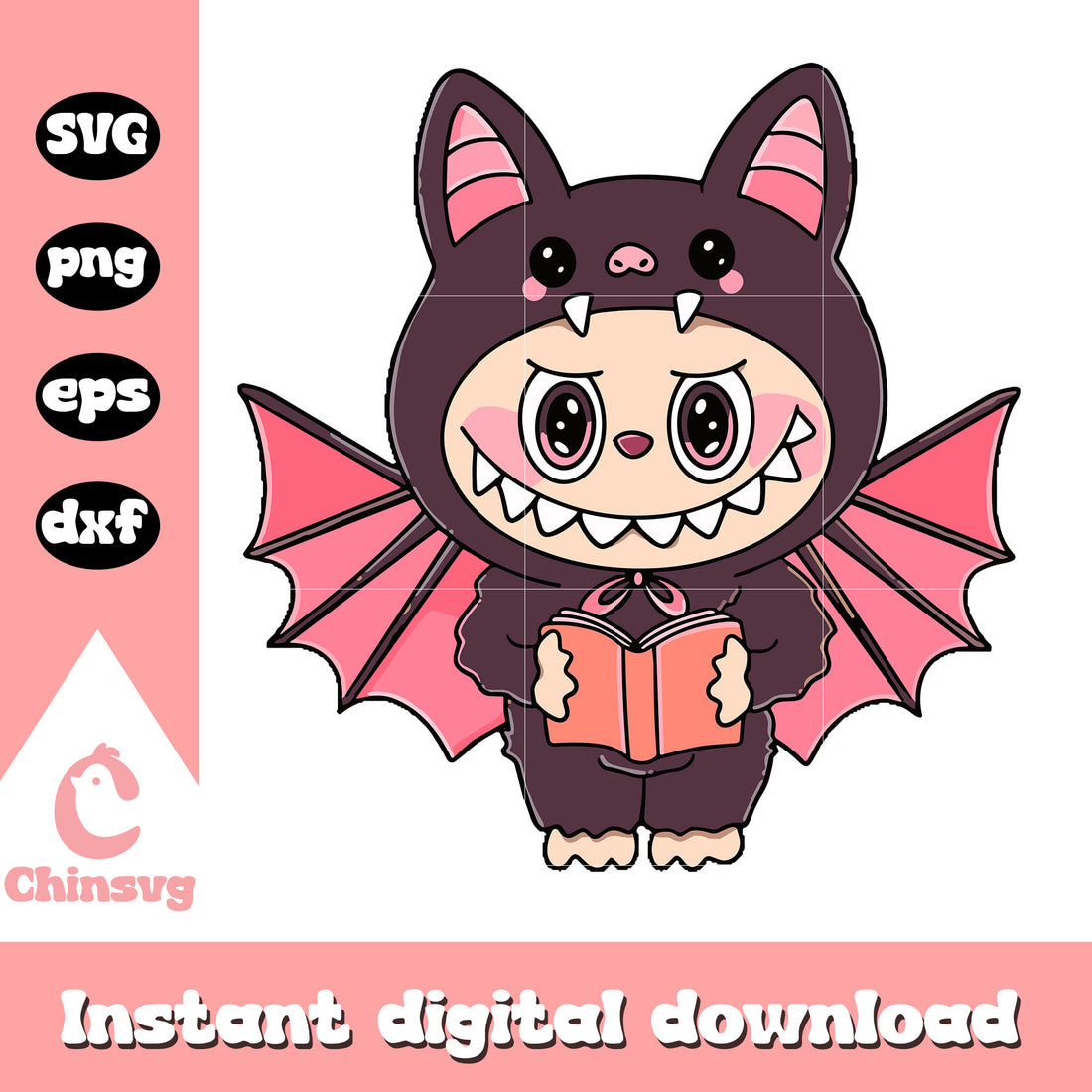 Labubu bookworm bat halloween design svg, halloween bats svg – Chinsvg