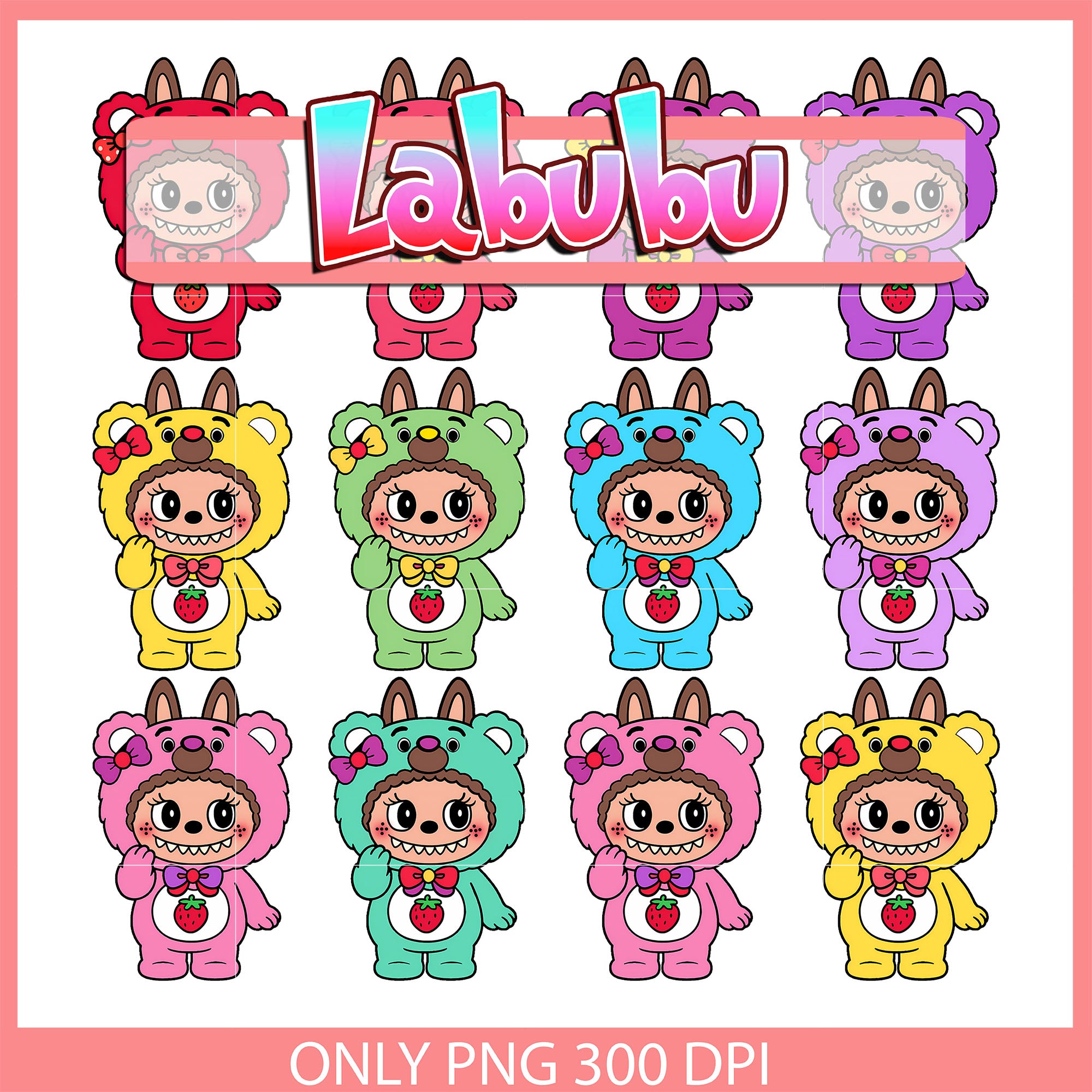Labubu bow bear outfits design bundle png, labubu dolls png – Chinsvg
