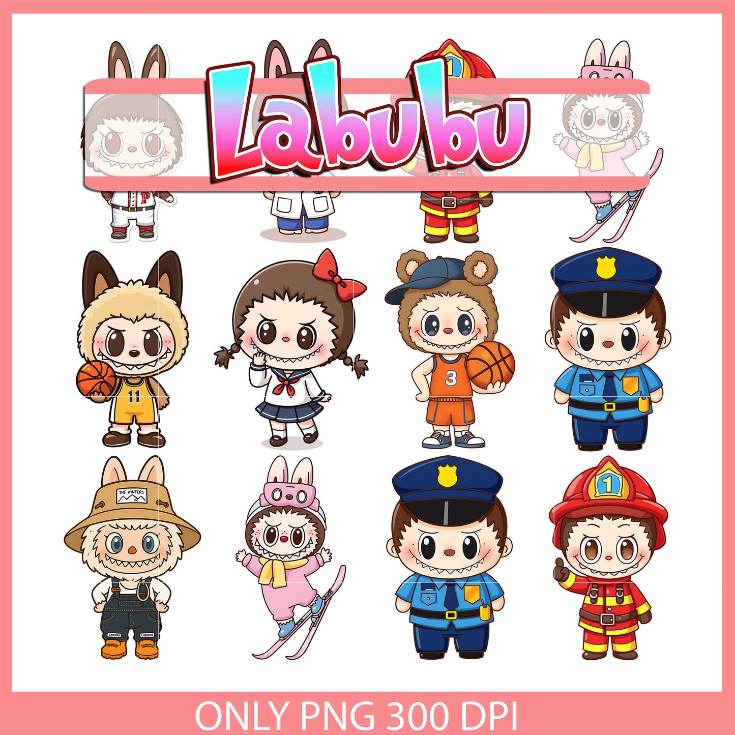 Labubu career cosplay clipart bundle png, labubu clothing png – Chinsvg