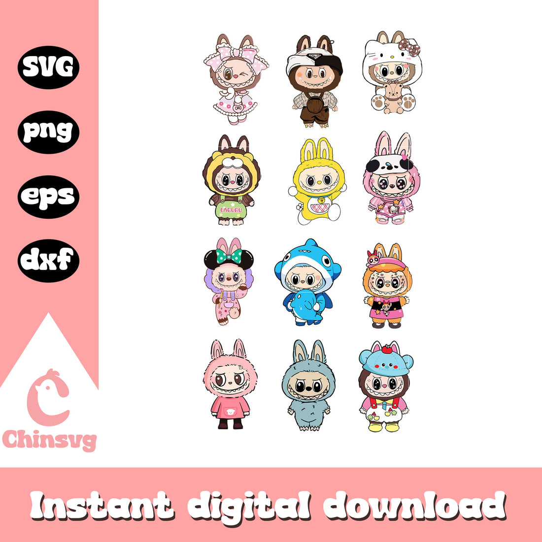 Labubu character collection cute doll drawing svg, labubu dolls svg ...