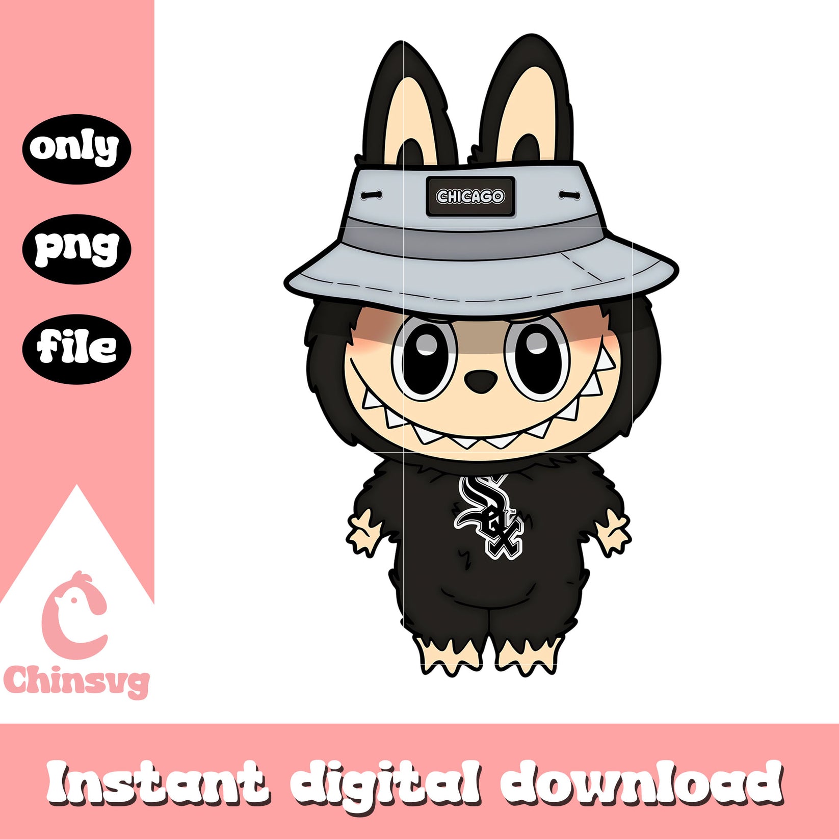 Labubu chicago white sox clothes design png, labubu png – Chinsvg