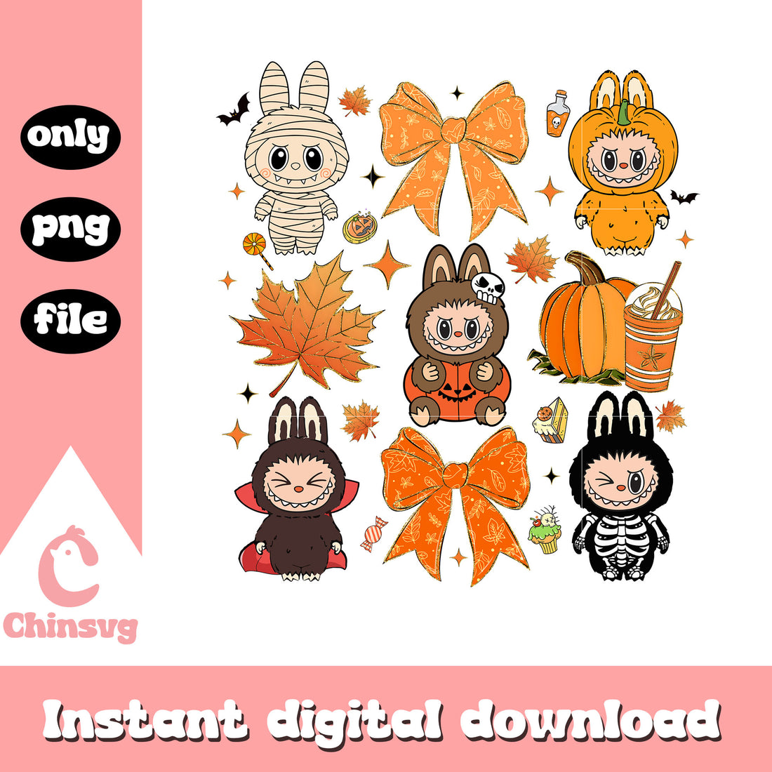 Labubu classic monsters fall halloween png, labubu outfits png – Chinsvg