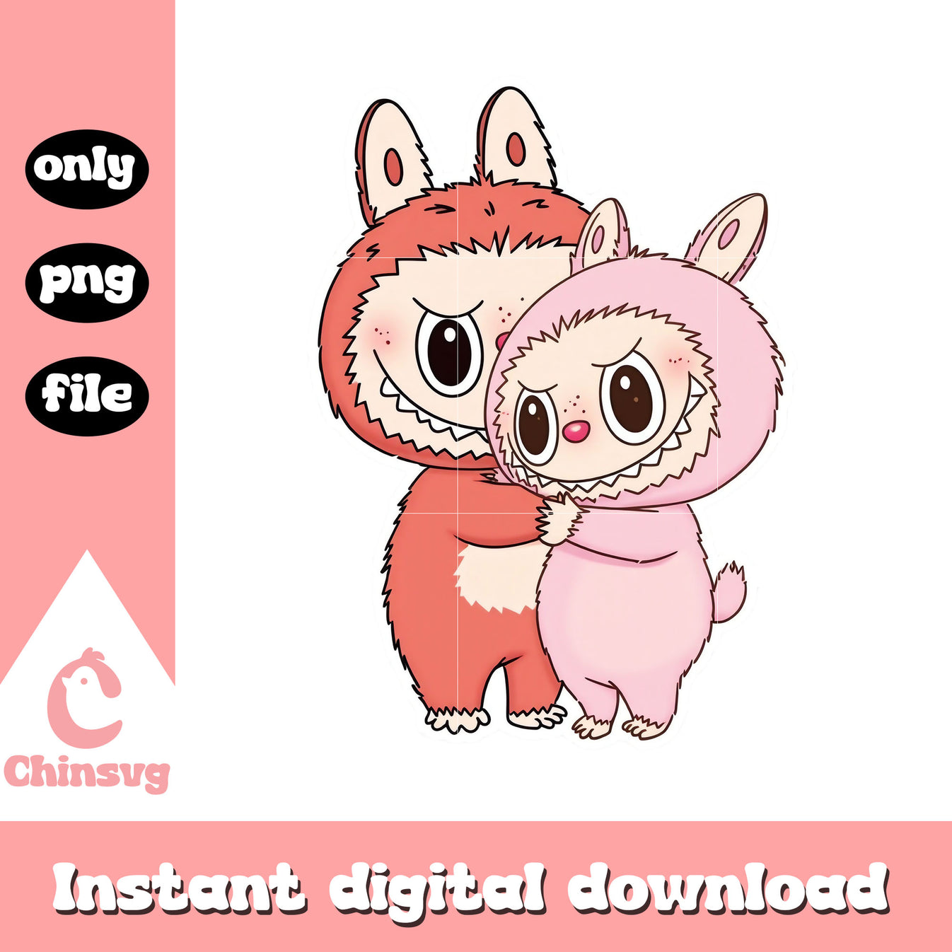 Labubu couple design png, labubu doll png, pink labubu png – Chinsvg
