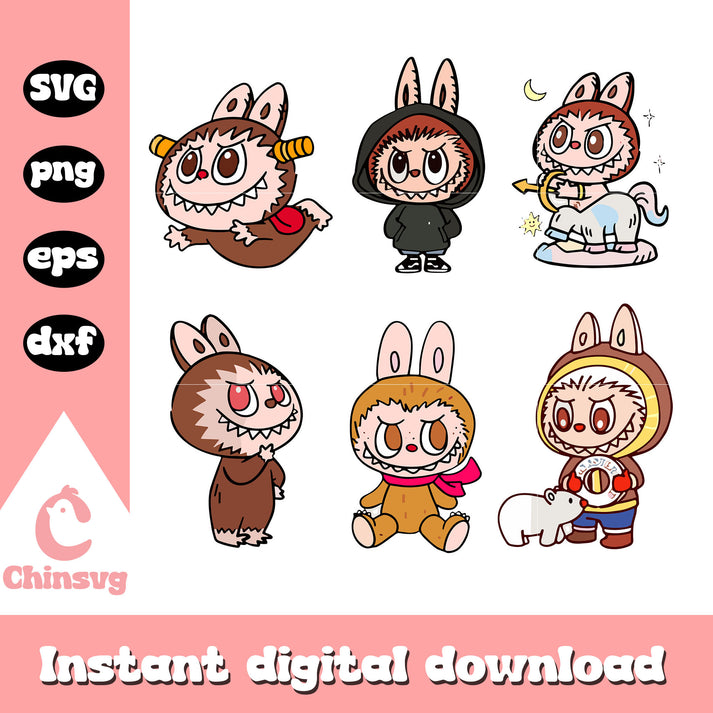 Labubu cute doll collection design svg, labubu clipart svg – Chinsvg