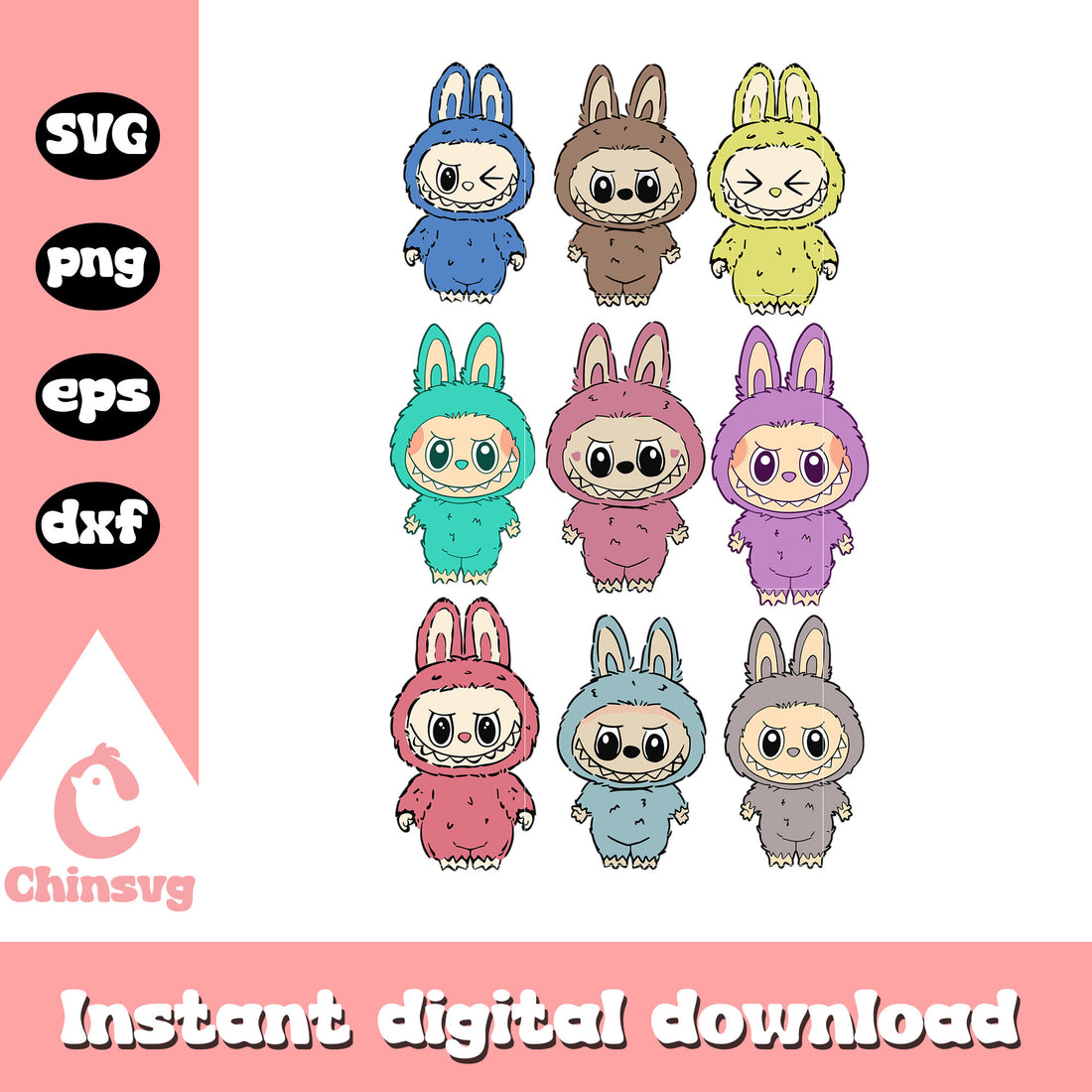 Labubu cute doll drawing clipart svg, labubu colors svg – Chinsvg