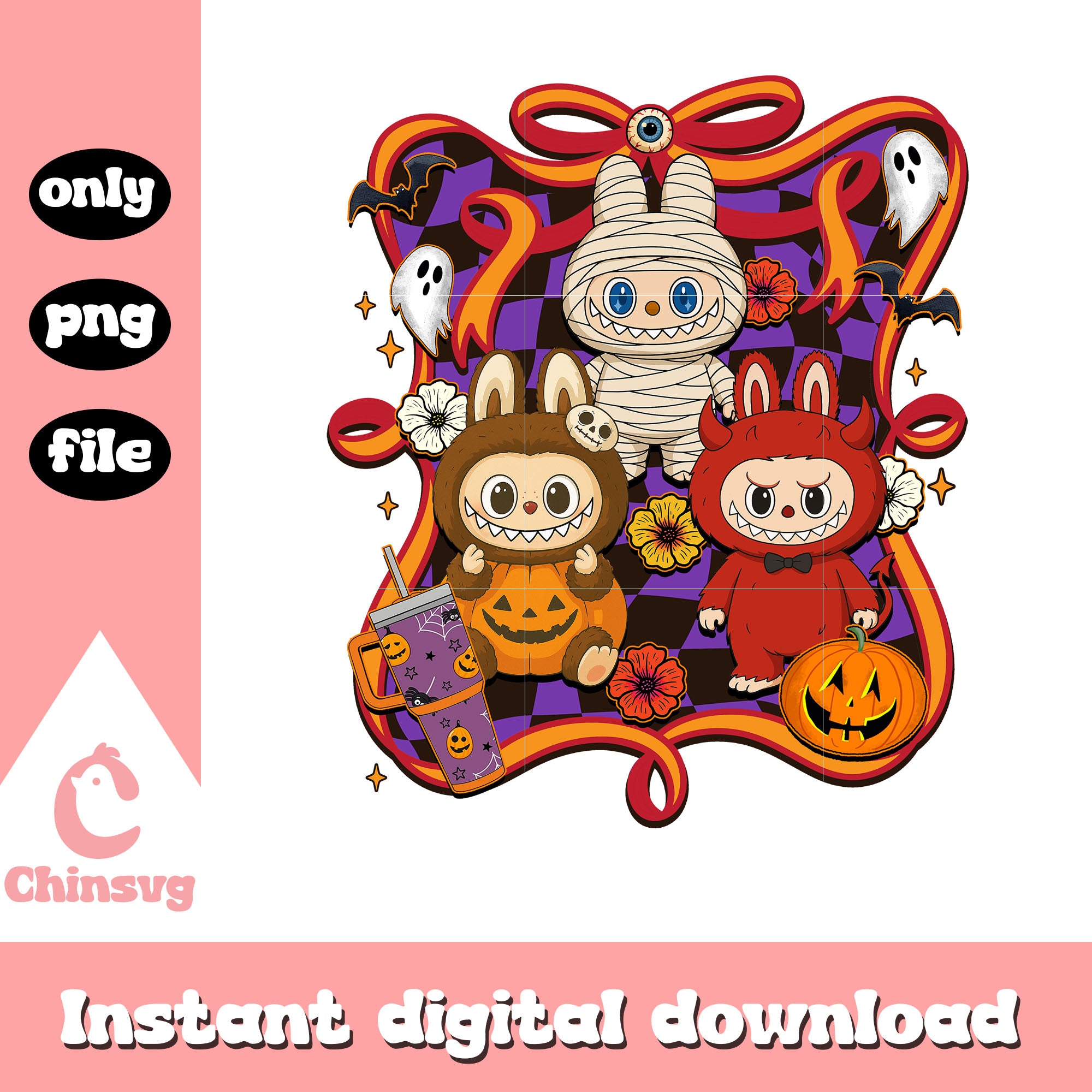 Labubu dark devil halloween bow png, devil outfits halloween png – Chinsvg