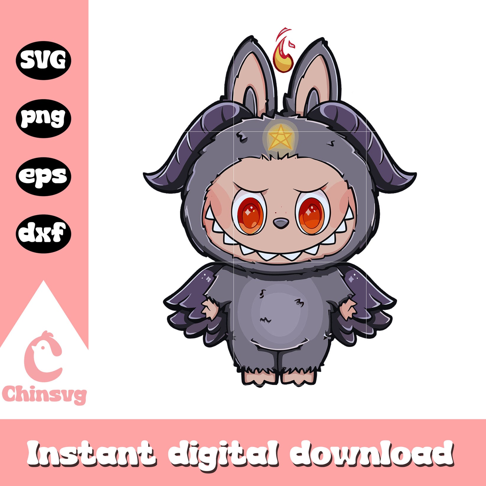 Labubu devil halloween doll drawing svg, happy halloween svg – Chinsvg