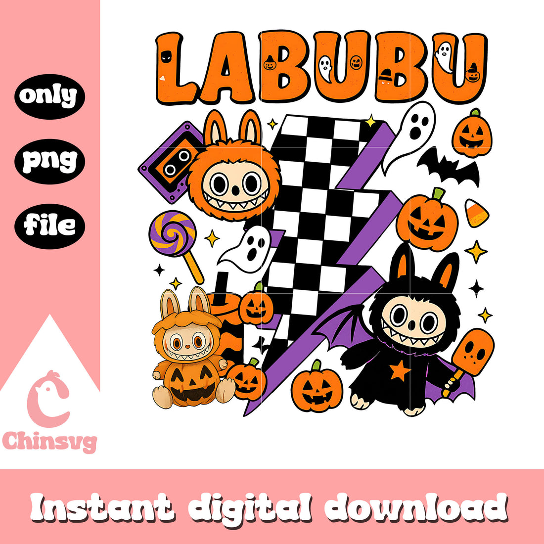 Labubu doll vampire halloween design png, labubu decoration png – Chinsvg