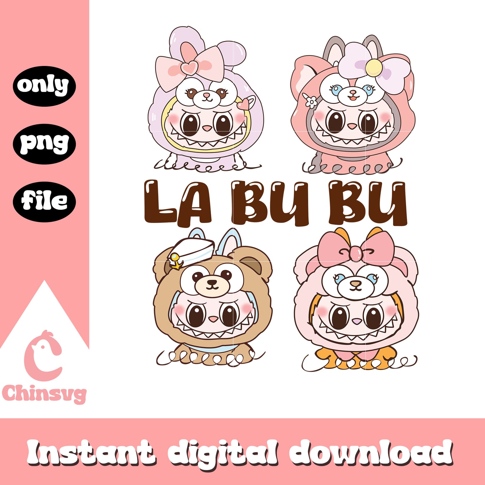 Labubu face clipart design png, cute baby labubu png – Chinsvg