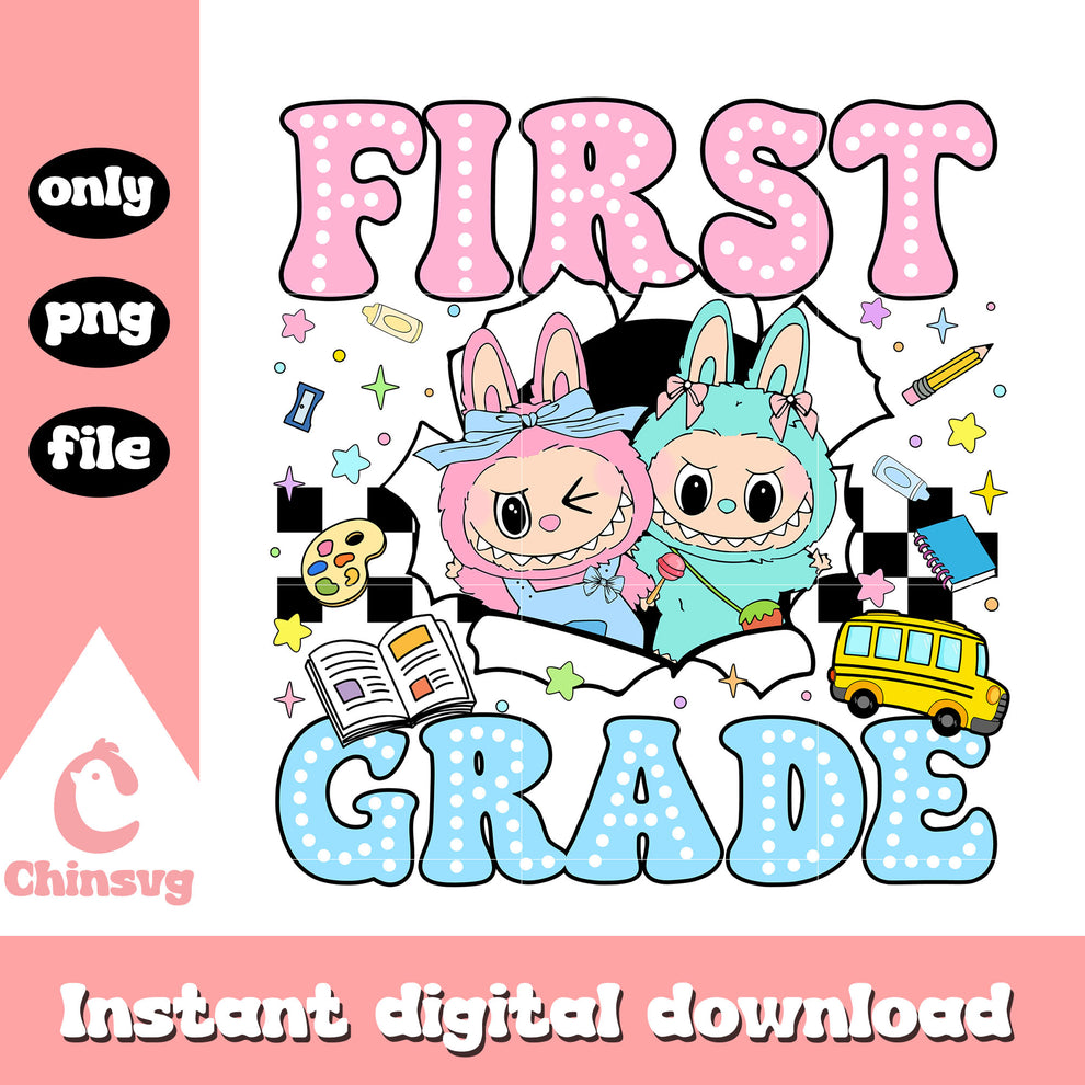 Labubu first grade design png, back to school decor png – Chinsvg
