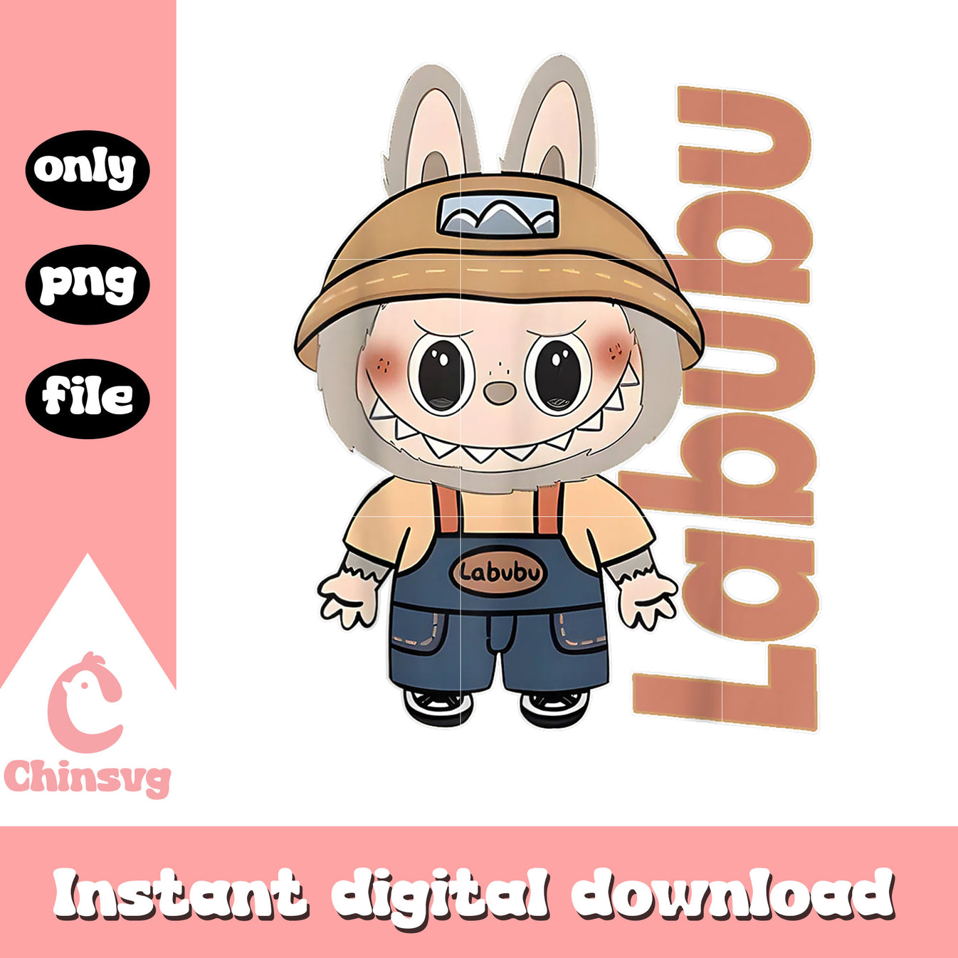 Labubu gardener drawing design png, labubu clipart png – Chinsvg
