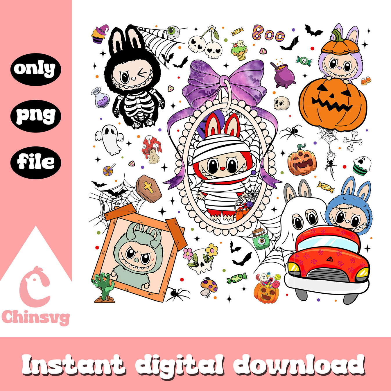 Labubu halloween clipart design png, clipart halloween png – Chinsvg
