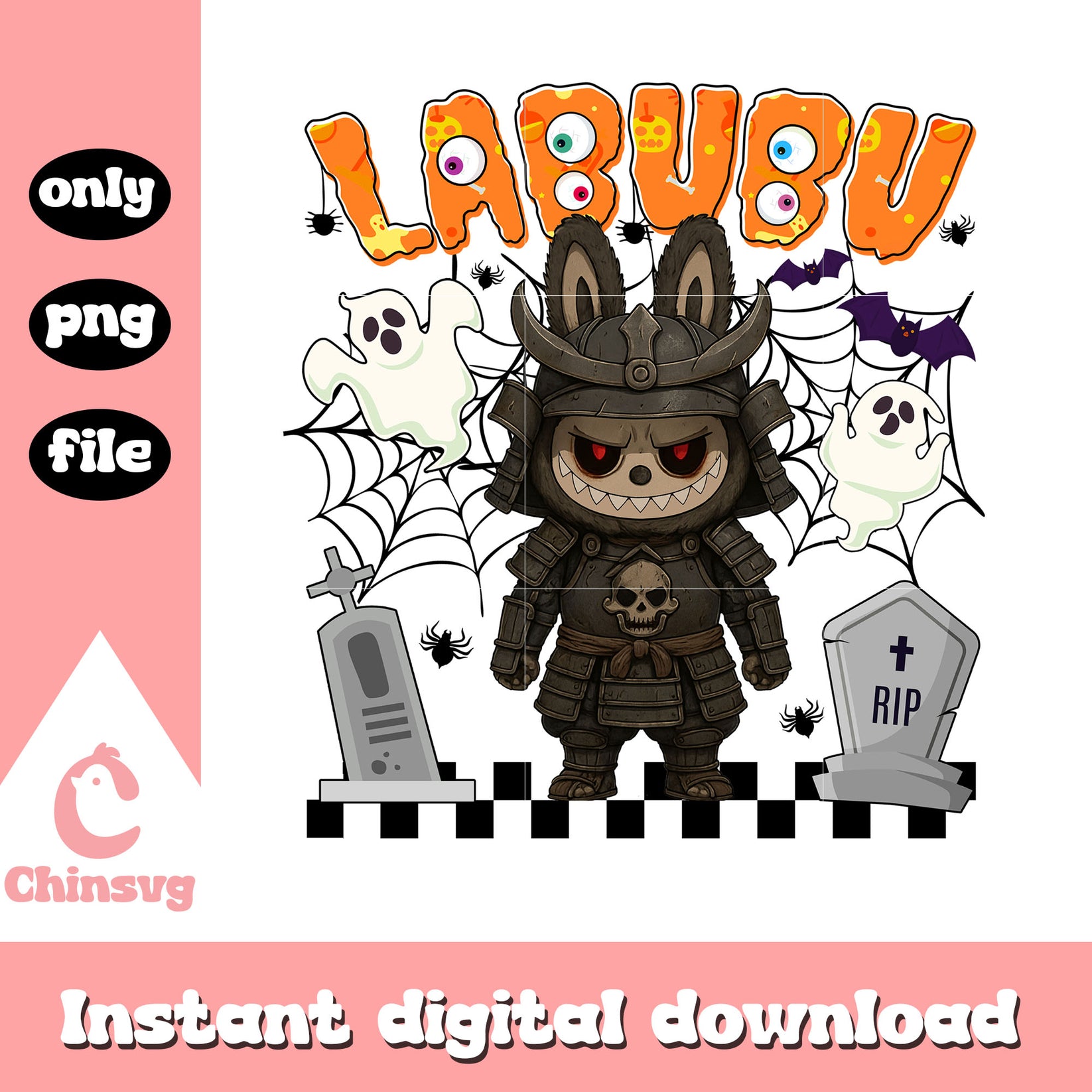 Labubu halloween samurai ver design png, pop mart labubu png – Chinsvg