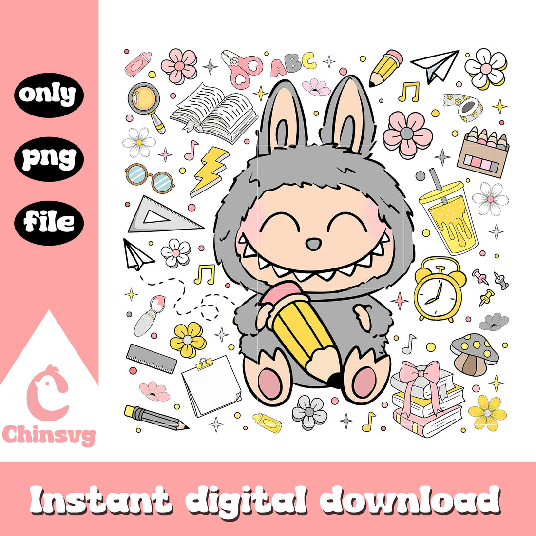 Labubu happy student back to school design png, labubu clipart png ...