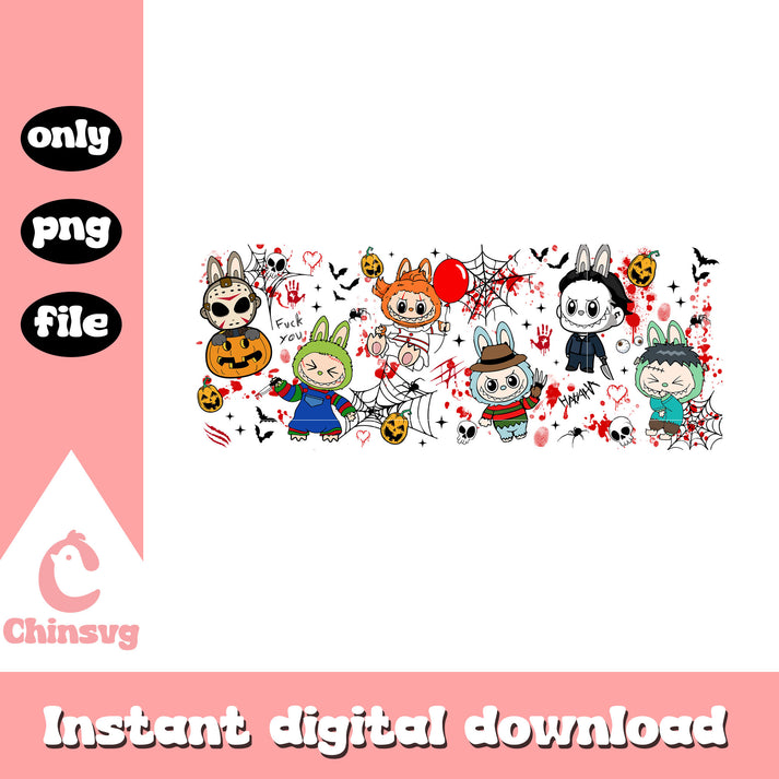 Labubu horror killers halloween design png, horror movie characters pn ...