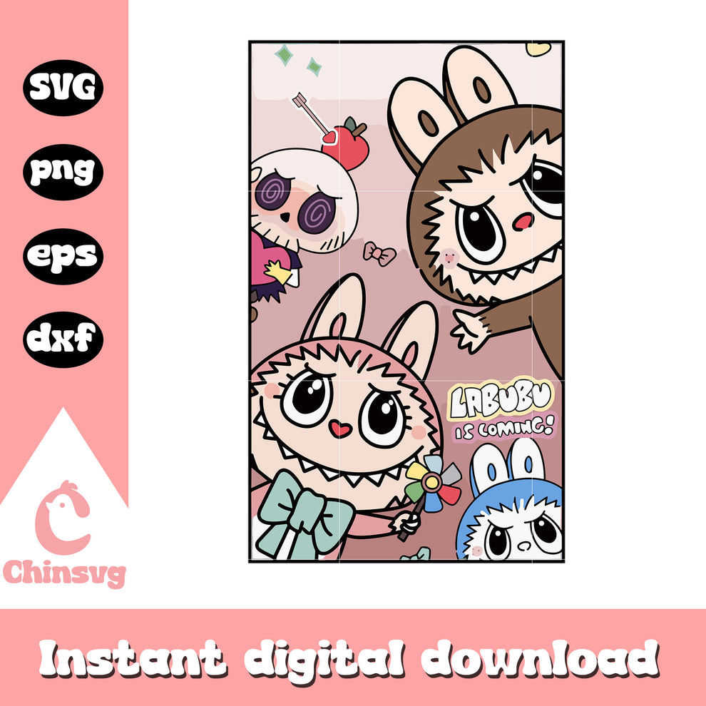 Labubu is coming cute dolls drawing svg, popmart labubu svg – Chinsvg