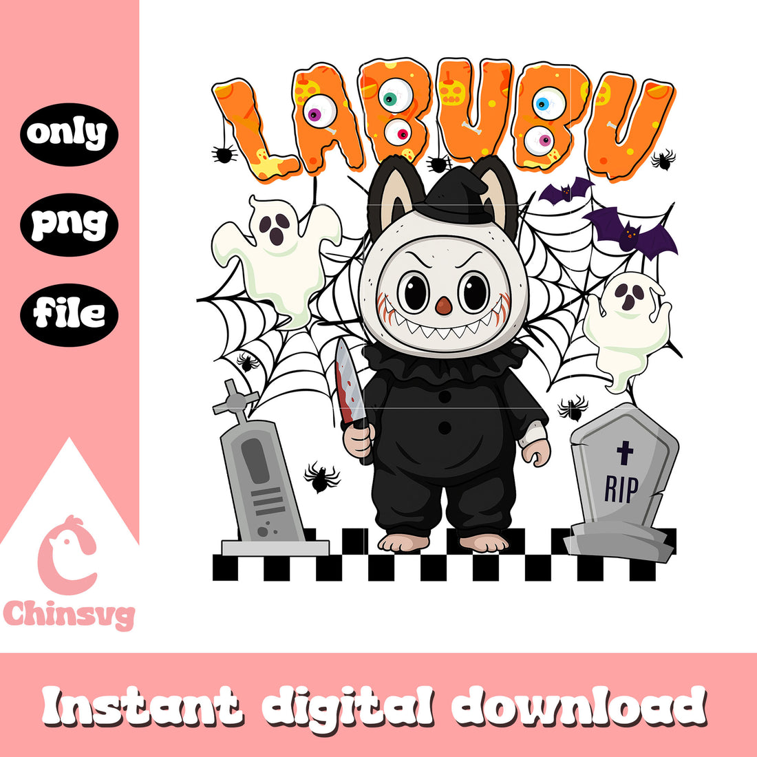 Labubu killer clown ver halloween design png, the killer png – Chinsvg