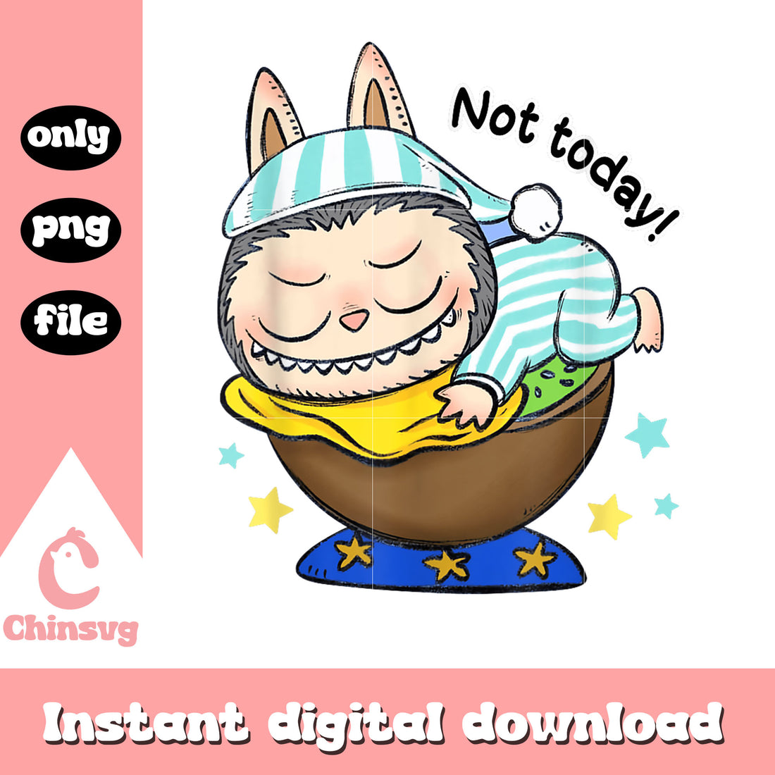 Labubu lover cute not today sleeping drawing png, labubu png – Chinsvg