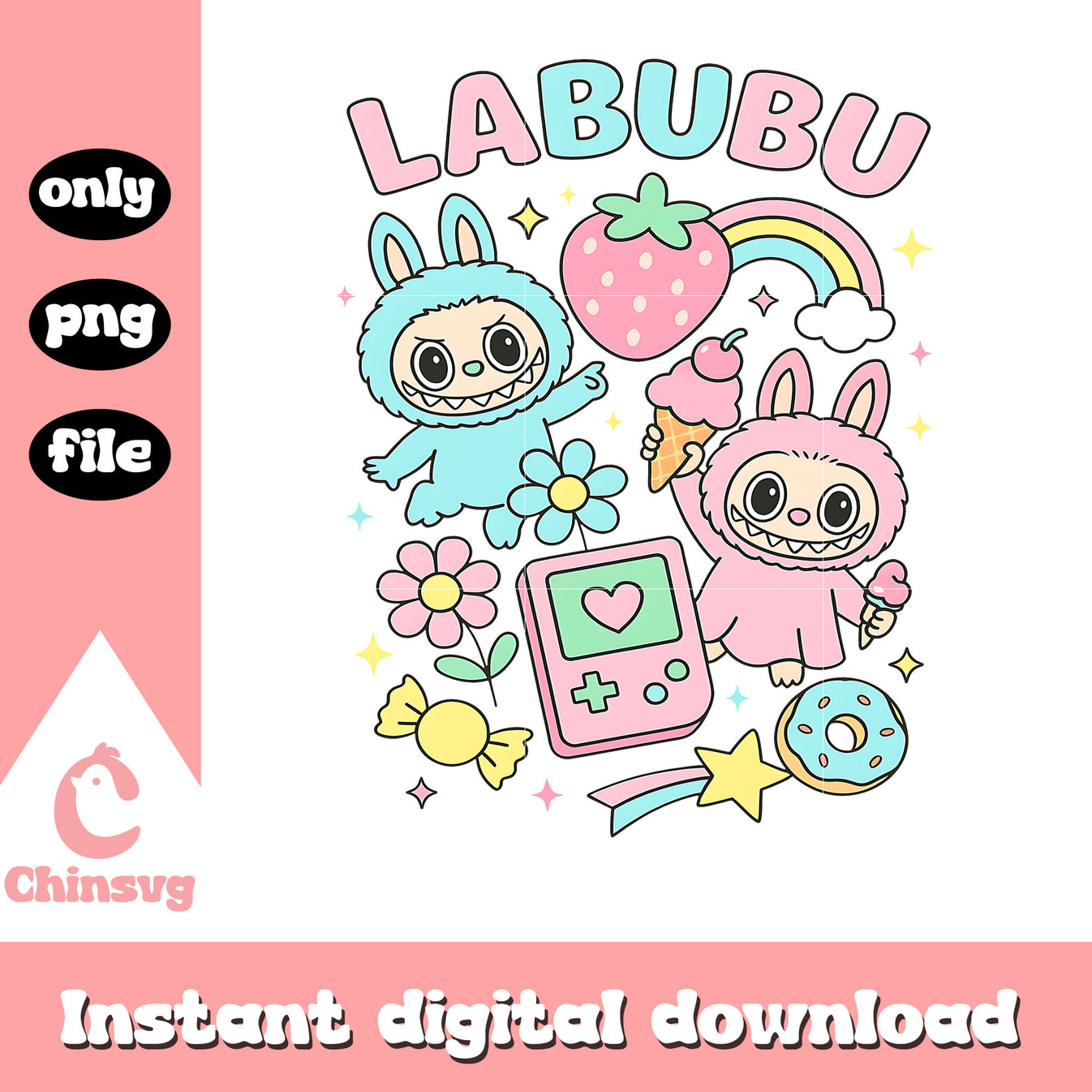 Labubu lover cute pastel colors design png, labubu clipart png – Chinsvg