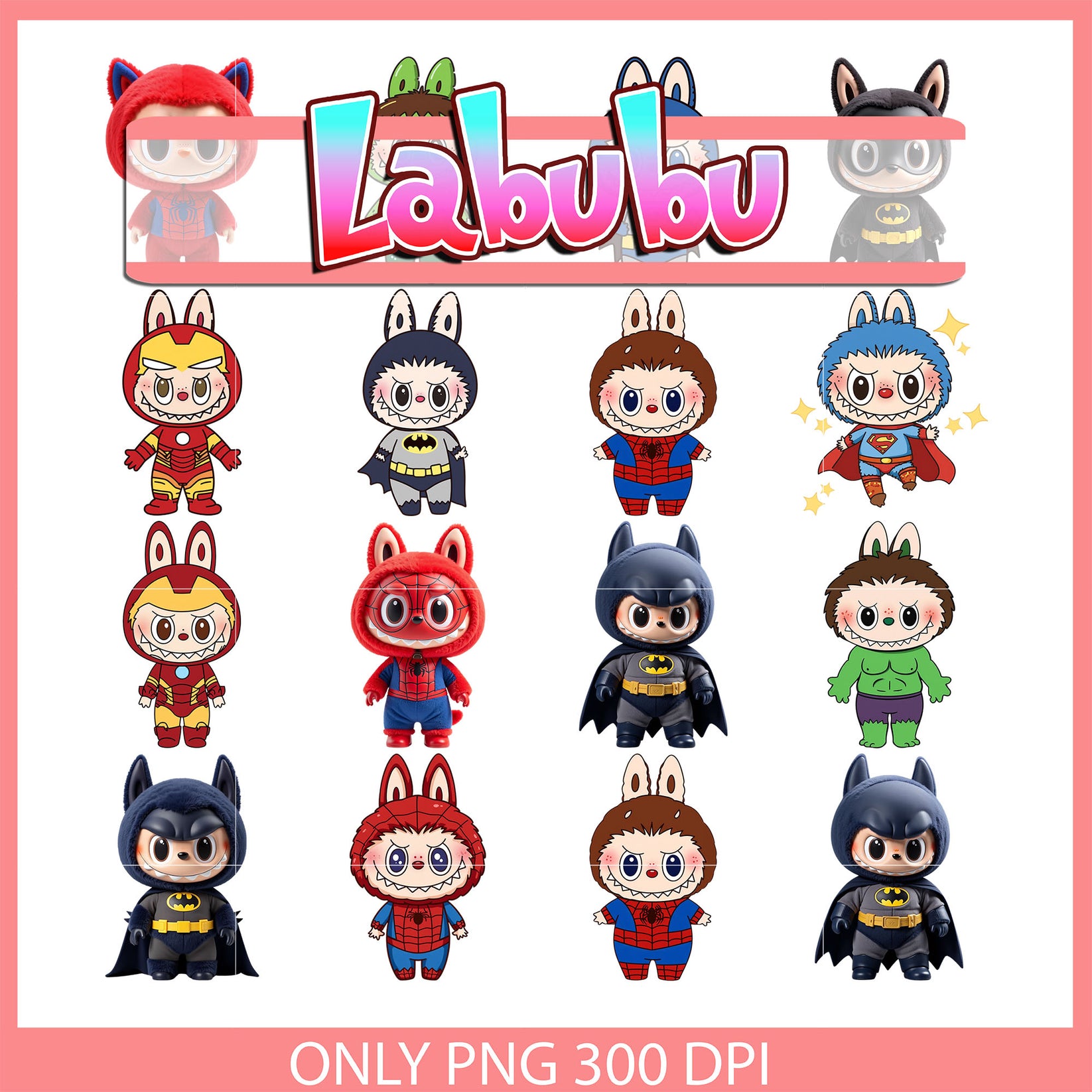 Labubu marvel heroes clipart bundle png, marvel characters png – Chinsvg