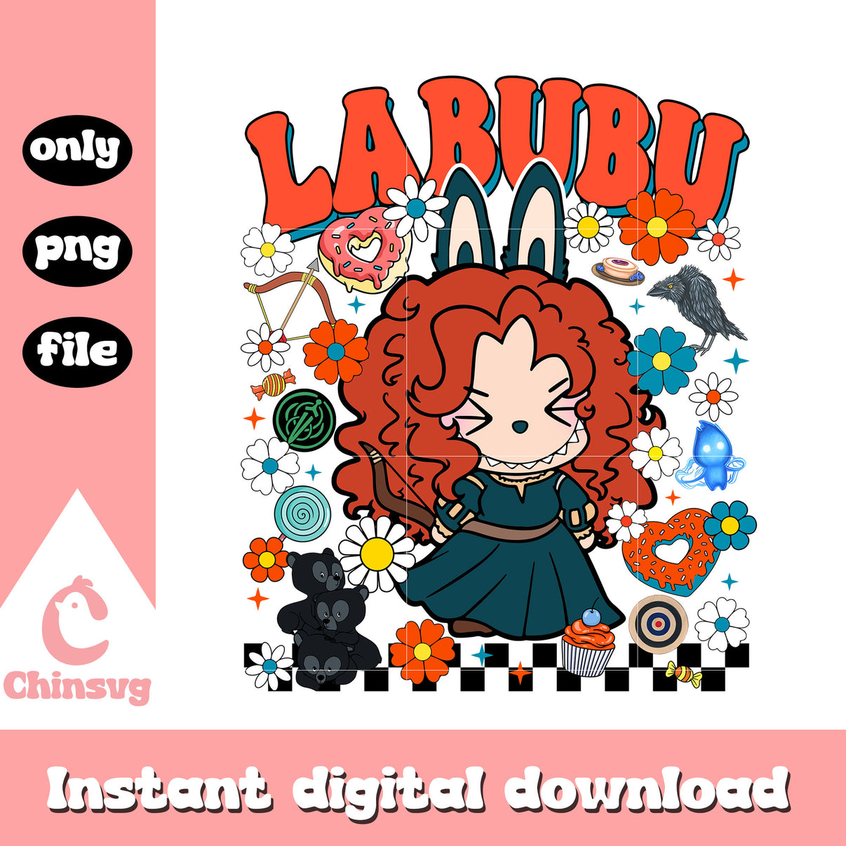 Labubu merida princess costume design png, disney pixar png – Chinsvg