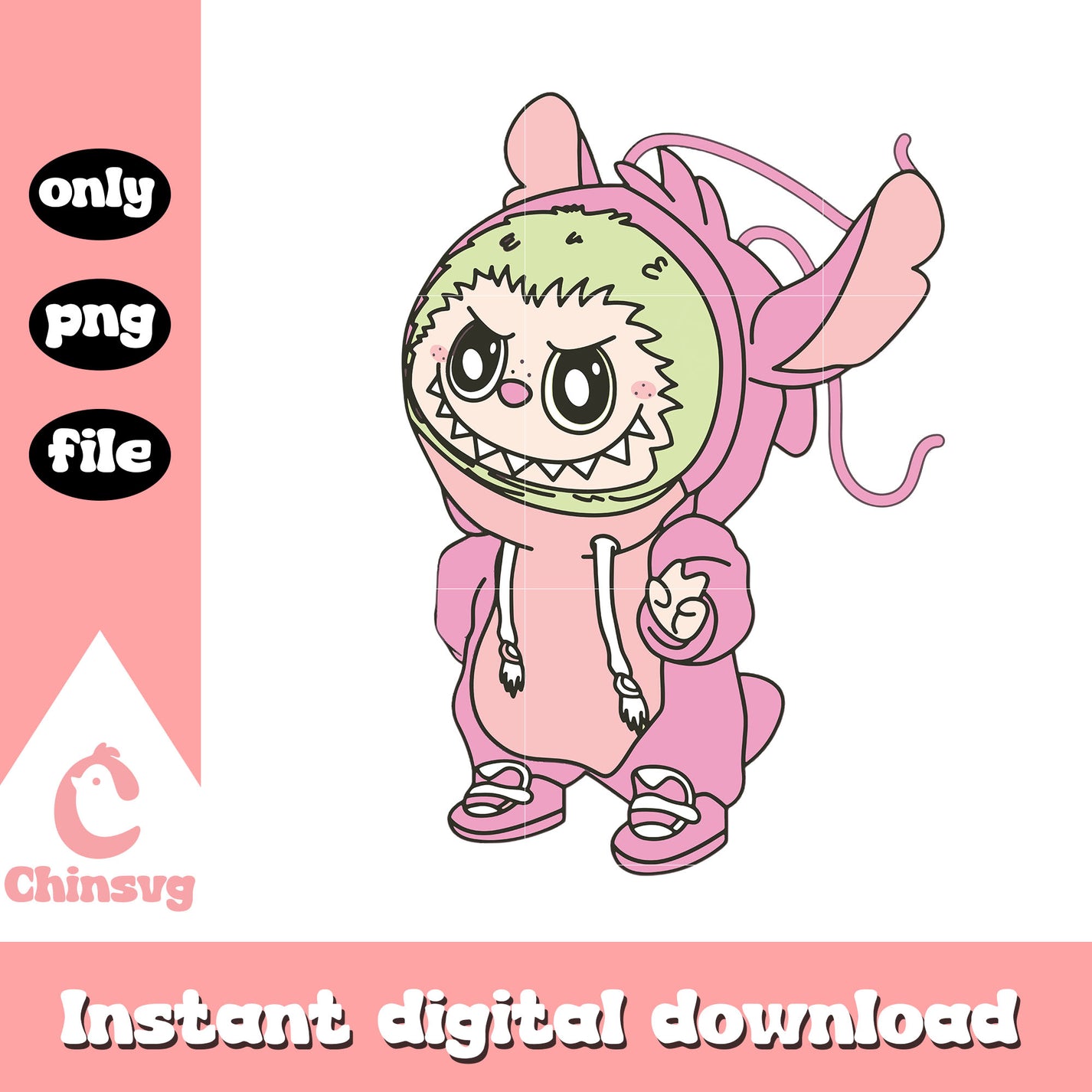 Labubu pink lilo and stitch cosplay design png, baby labubu png – Chinsvg
