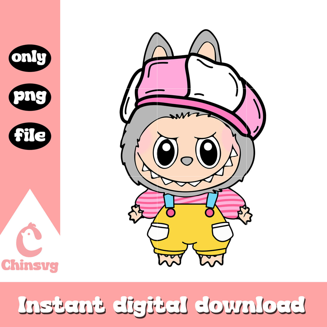 Labubu playful overall ver costume design png, labubu png – Chinsvg