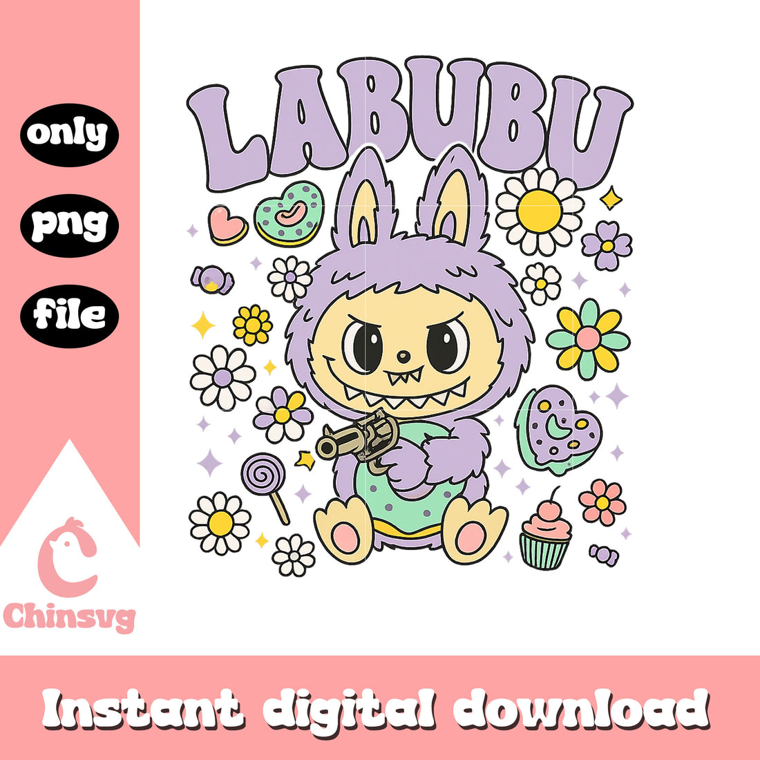 Labubu purple hand gun ver drawing design png, labubu purple color png ...