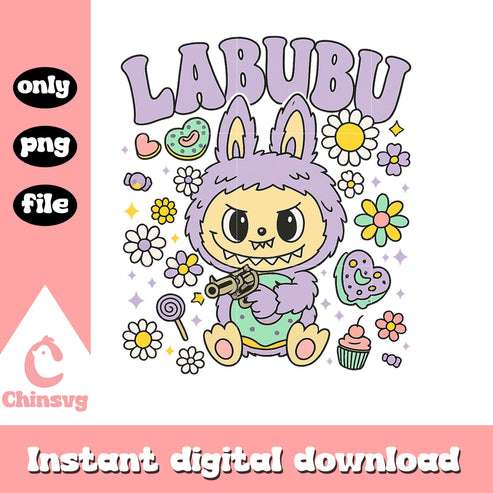 Labubu purple hand gun ver drawing design png, labubu purple color png ...